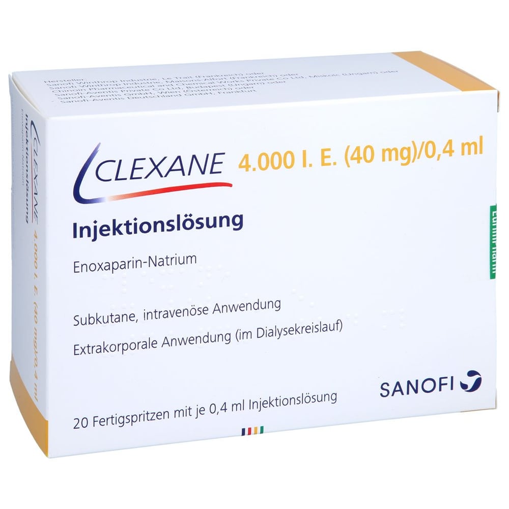 Clexane 4000 I.E. (40 mg)/0,4 ml Injektionslösung 20 Stück online bestellen