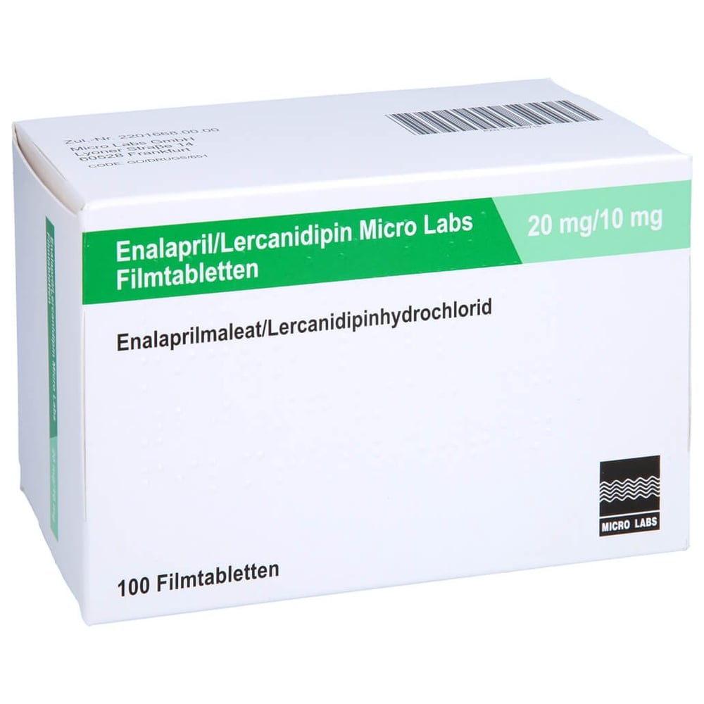 Enalapril/Lercanidipin Micro Labs 20 mg/10 mg 100 Stück online bestellen